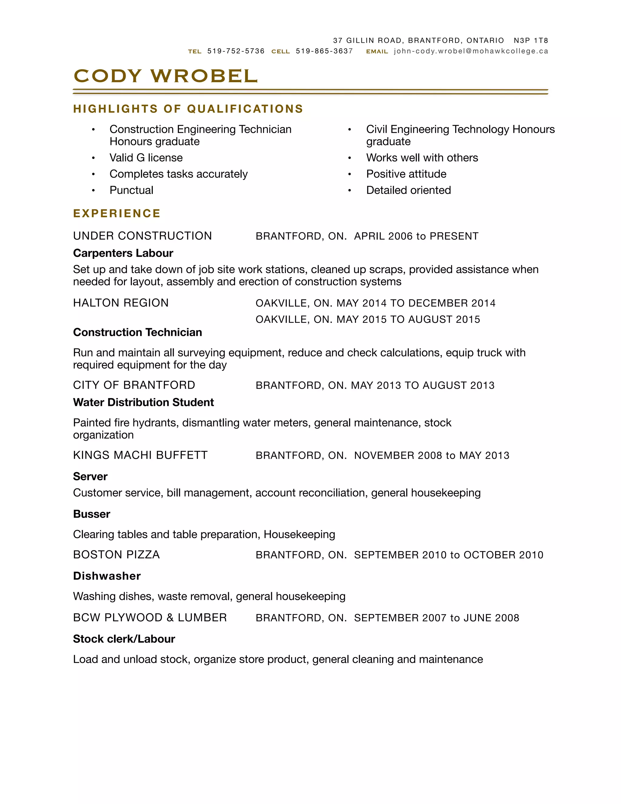 Cody Wrobel Resume | PDF