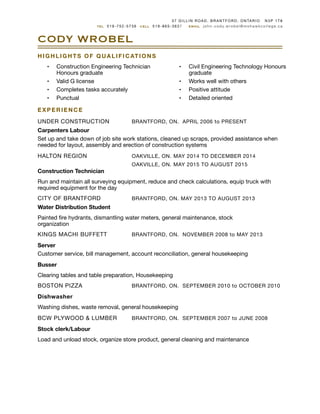 Cody Wrobel Resume | PDF