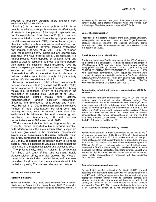 Bioaccumulation of Shewanella oneidensis | PDF | Chemistry | Science