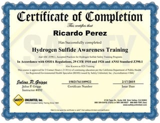H2S Certification | PPT