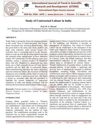 Study of Contractual Labour in India | PDF