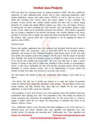 Trust based video management framework for social multimedia networks | DOCX