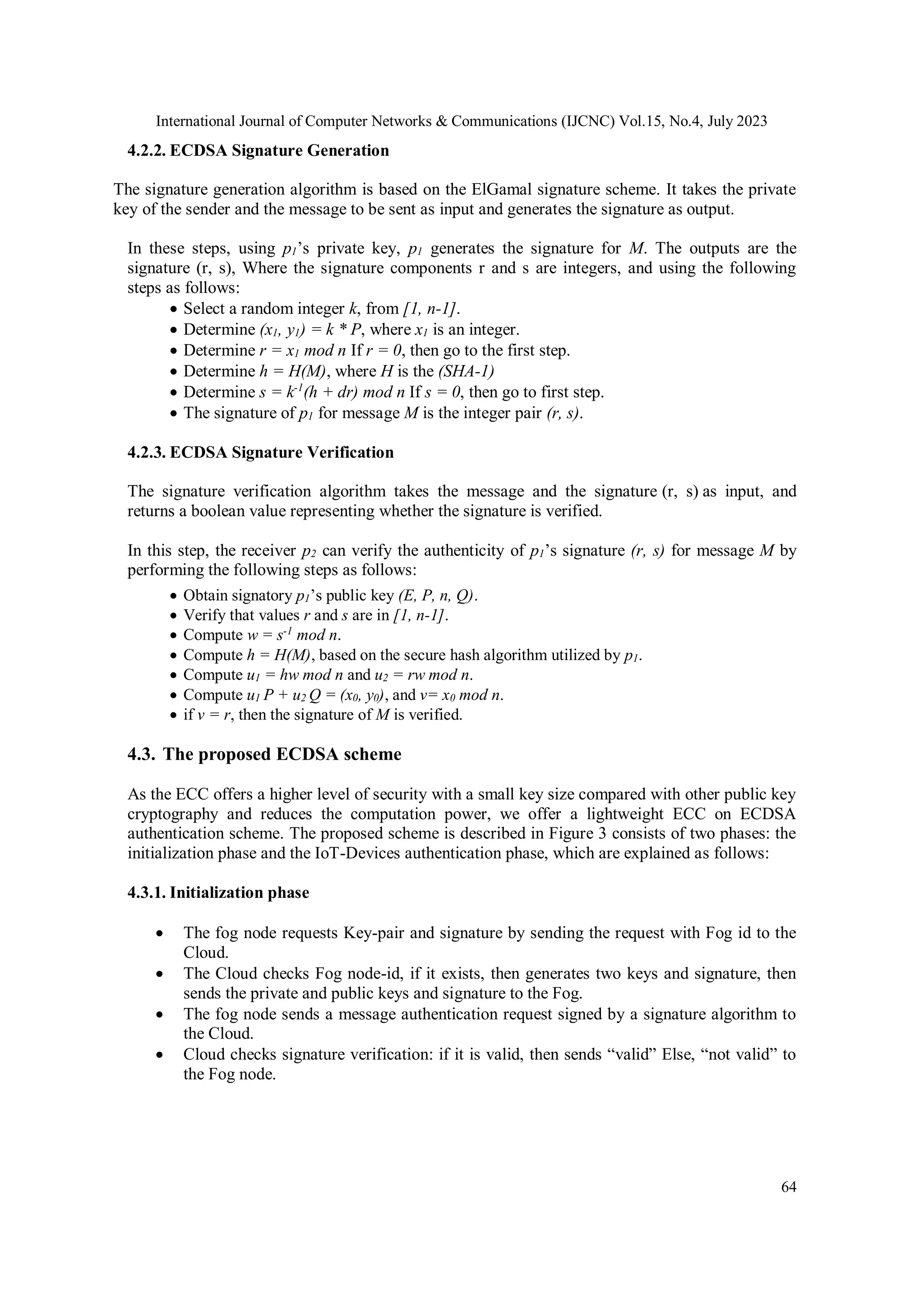 Efficient ECC-Based Authentication Scheme for Fog-Based IoT Environment | PDF