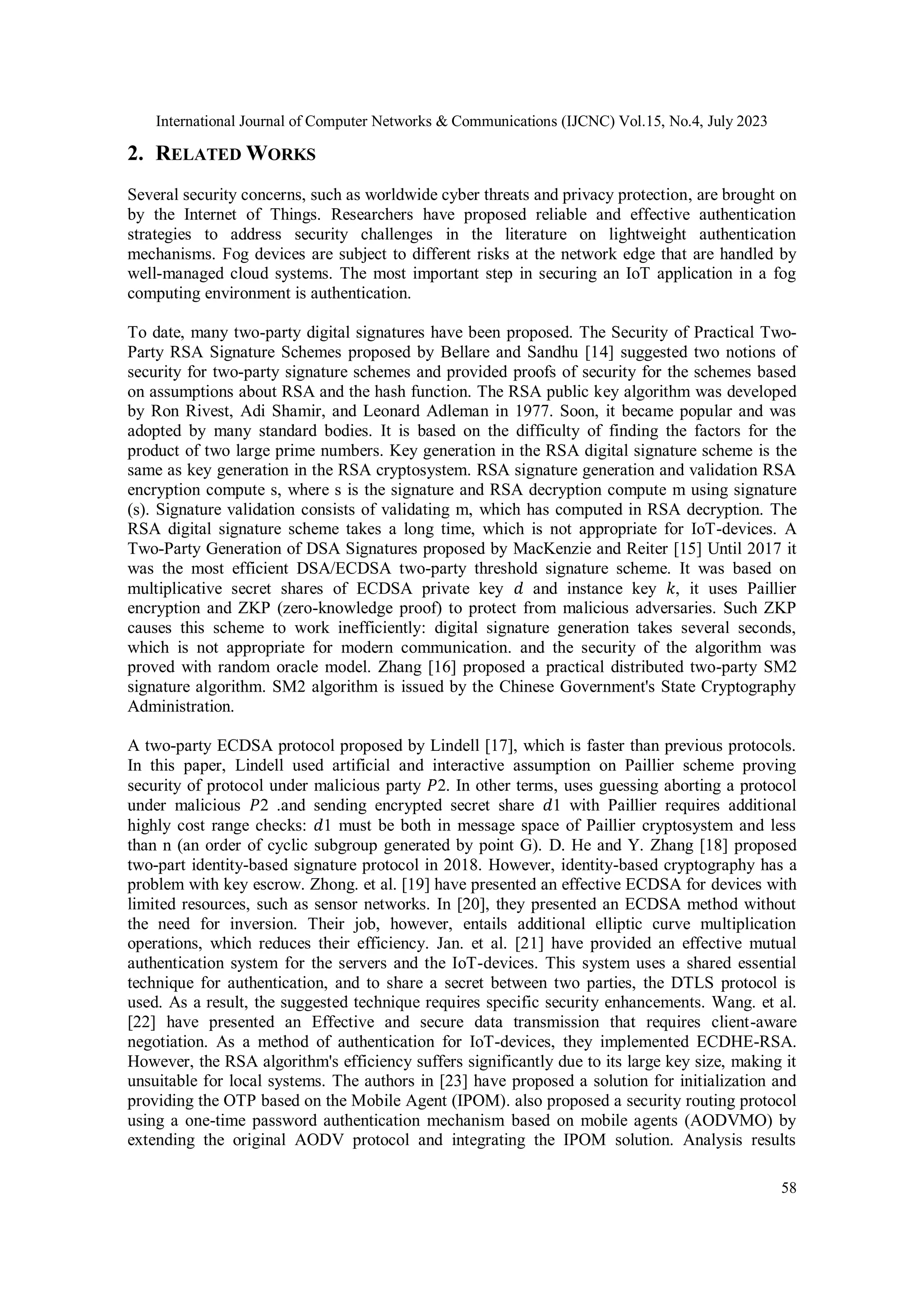 Efficient ECC-Based Authentication Scheme for Fog-Based IoT Environment | PDF