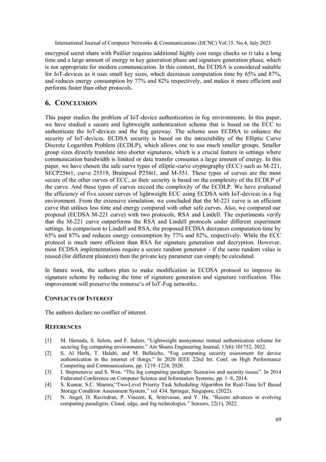 Efficient ECC-Based Authentication Scheme for Fog-Based IoT Environment | PDF