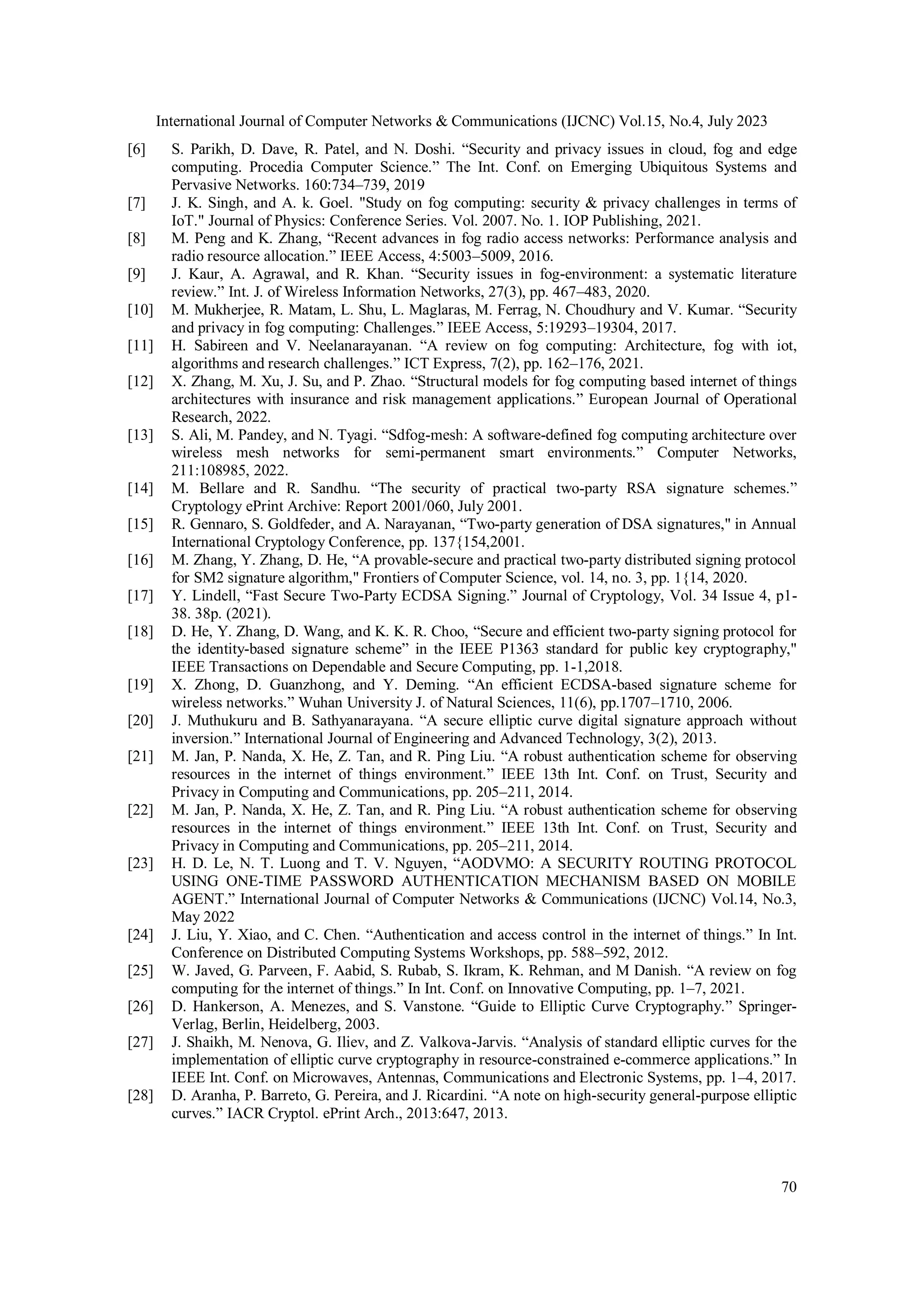 Efficient ECC-Based Authentication Scheme for Fog-Based IoT Environment | PDF