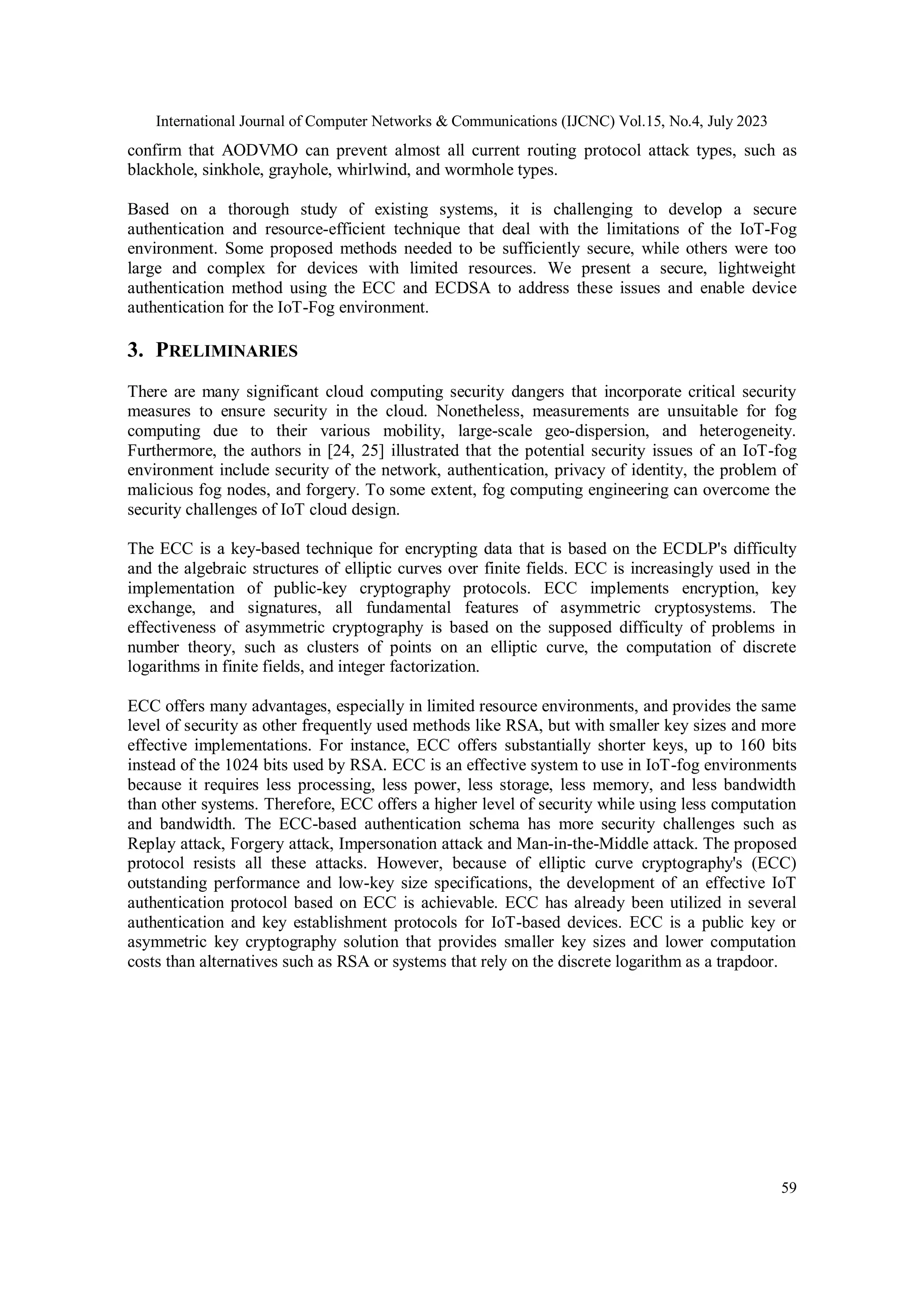Efficient ECC-Based Authentication Scheme for Fog-Based IoT Environment | PDF