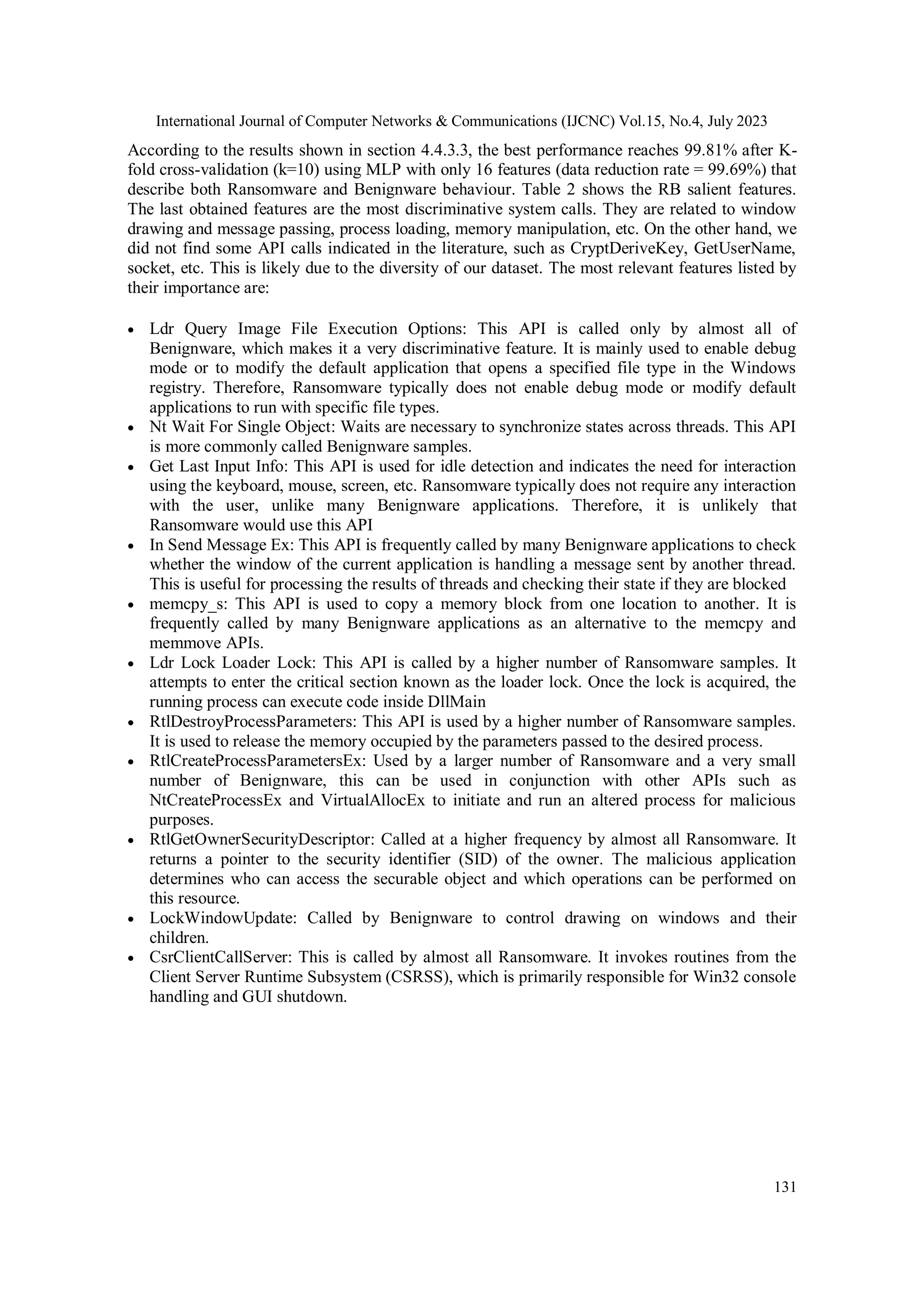 Ransomware Attack Detection Based On Pertinent System Calls Using Machine Learning Techniques Pdf