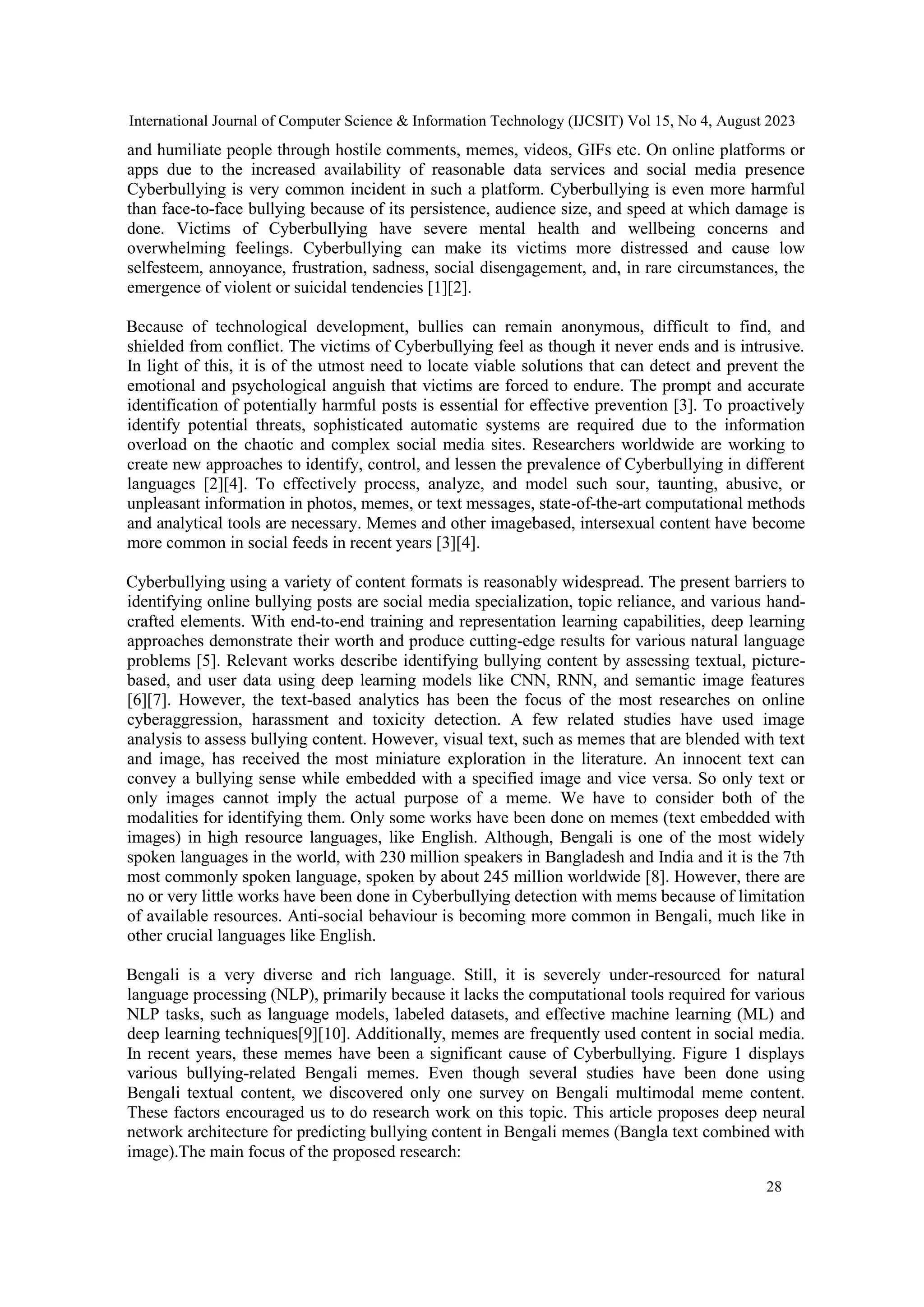 Multimodal Cyberbullying Meme Detection From Social Media Using Deep Learning Approach | PDF