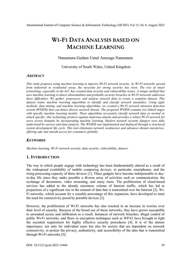 Wi-Fi Data Analysis based on Machine Learning | PDF
