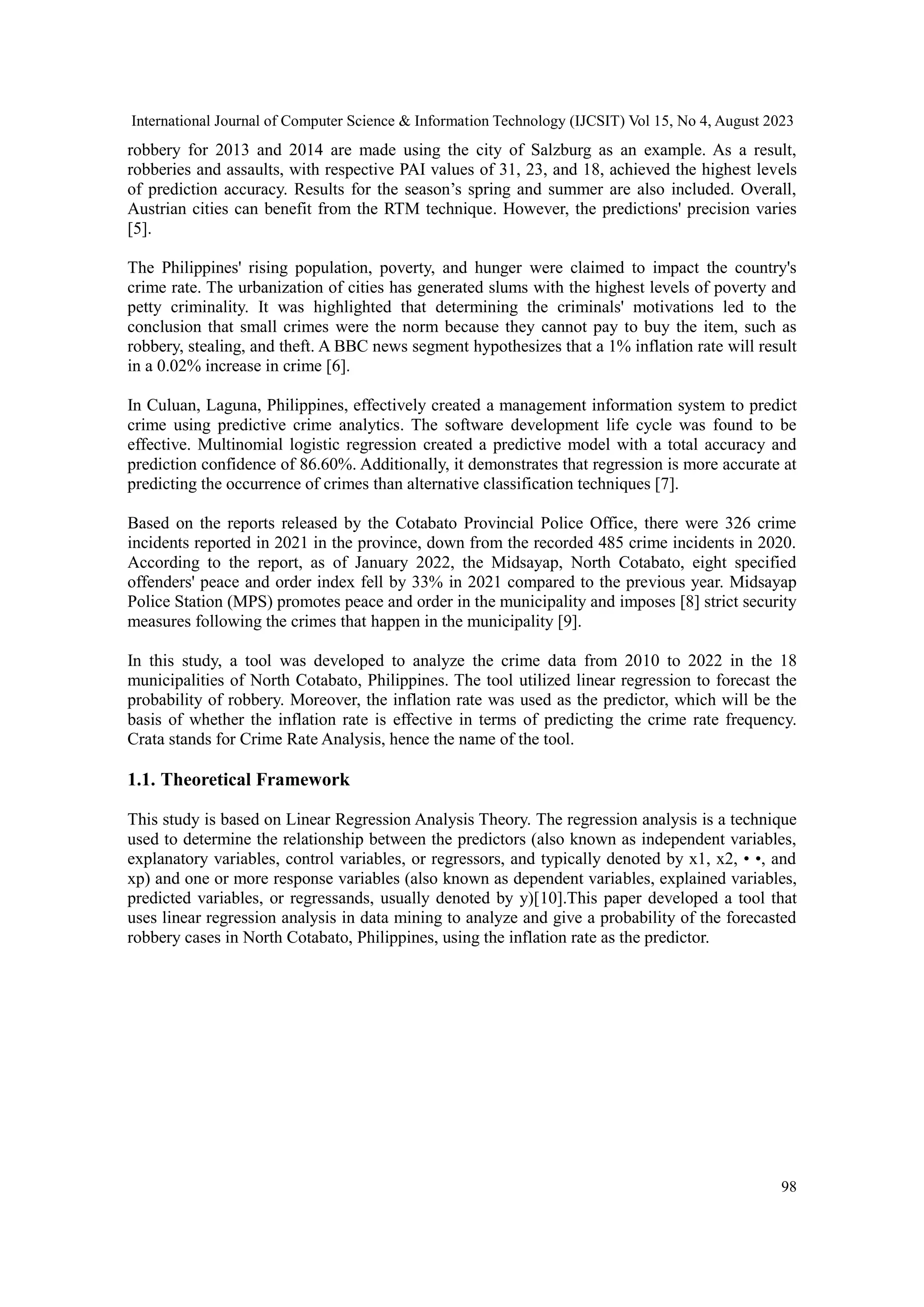 Inflation-Crime Nexus: A Predictive Analysis of Crime Rate Using ...