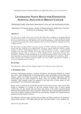 LEVERAGING NAIVE BAYES FOR ENHANCED SURVIVAL ANALYSIS IN BREAST CANCER ...