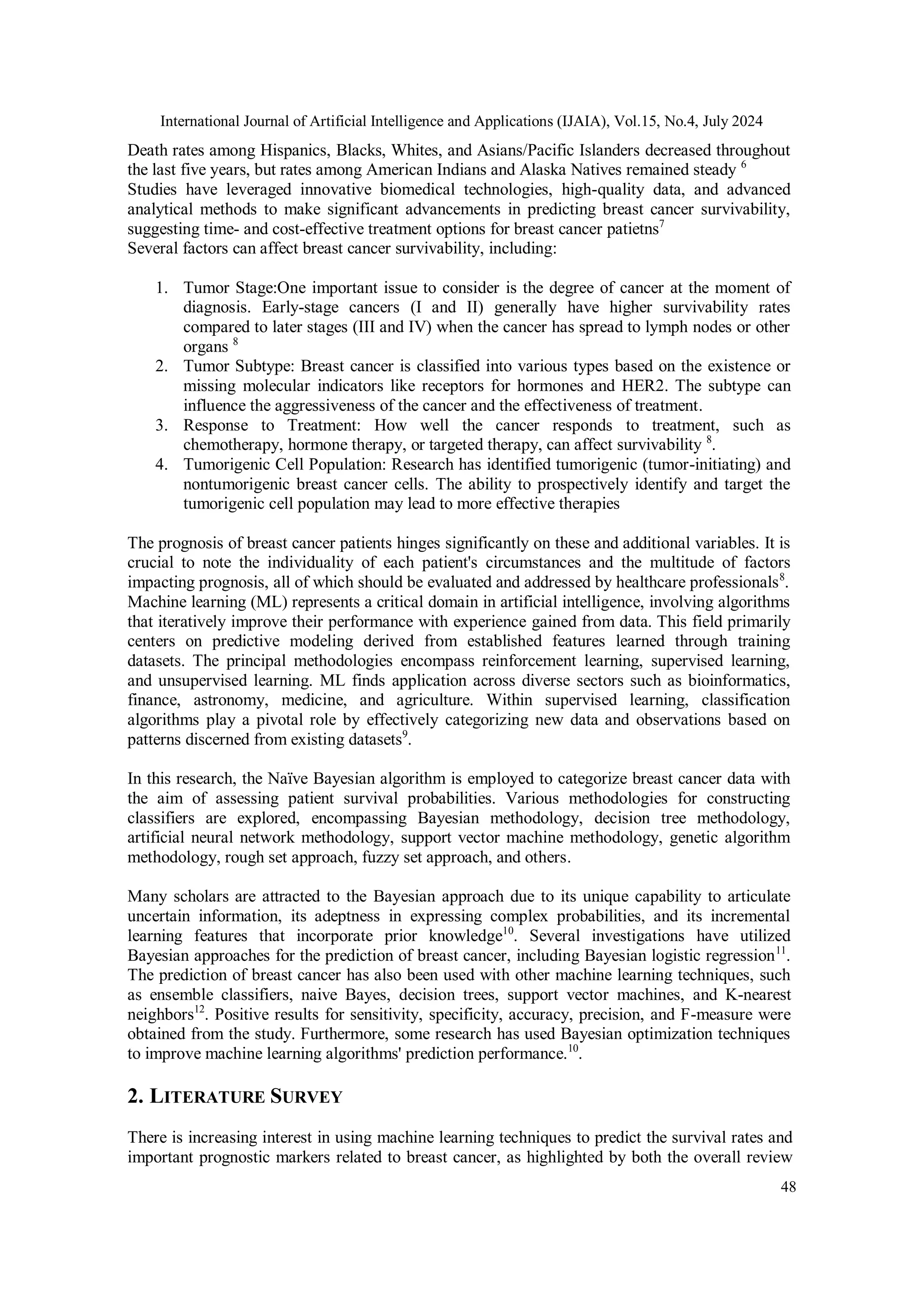 LEVERAGING NAIVE BAYES FOR ENHANCED SURVIVAL ANALYSIS IN BREAST CANCER ...