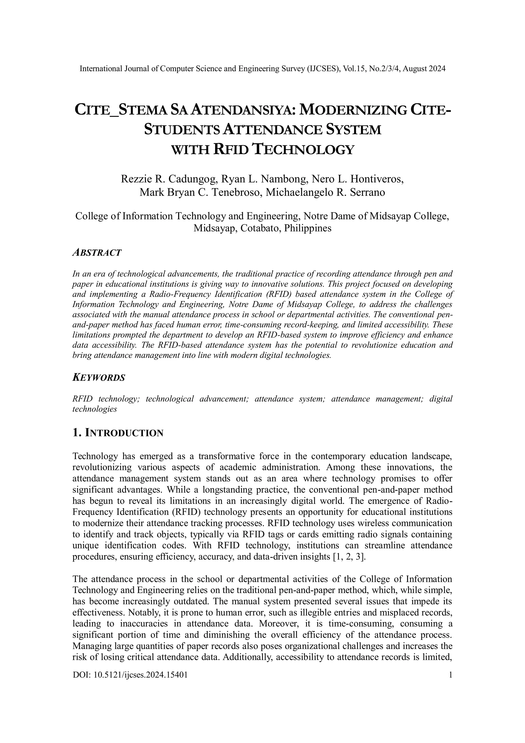 Cite_Stema SA Atendansiya: Modernizing Cite Students Attendance System ...