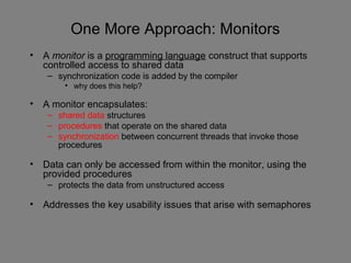 Semaphores and Monitors | PPT | Operating Systems | Computer Software and Applications