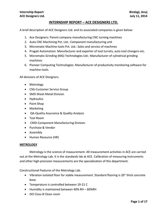 ACE DESIGNERS - REPORT | PDF | Manufacturing Industry | Industries
