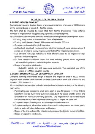 PROF ALAA YASSIN PROFESSIONAL EXPERIENCE | PDF | Civil Engineering Industry | Industries