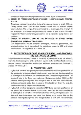 PROF ALAA YASSIN PROFESSIONAL EXPERIENCE | PDF | Civil Engineering ...