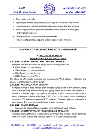 PROF ALAA YASSIN PROFESSIONAL EXPERIENCE | PDF | Civil Engineering ...