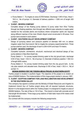 PROF ALAA YASSIN PROFESSIONAL EXPERIENCE | PDF | Civil Engineering Industry | Industries