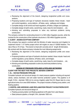 PROF ALAA YASSIN PROFESSIONAL EXPERIENCE | PDF | Civil Engineering ...