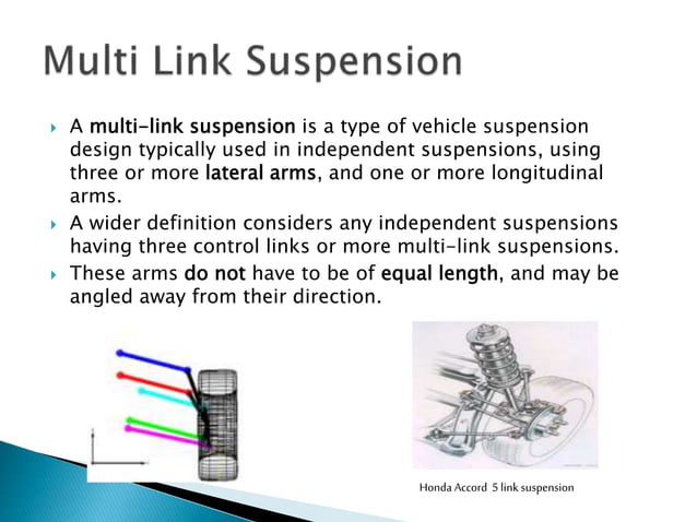 Mutli Link Suspension | PPTX | Performance Cars | Auto Type