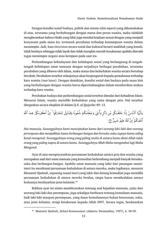 kontekstualisasi pemahaman hadis nabawi. | PDF