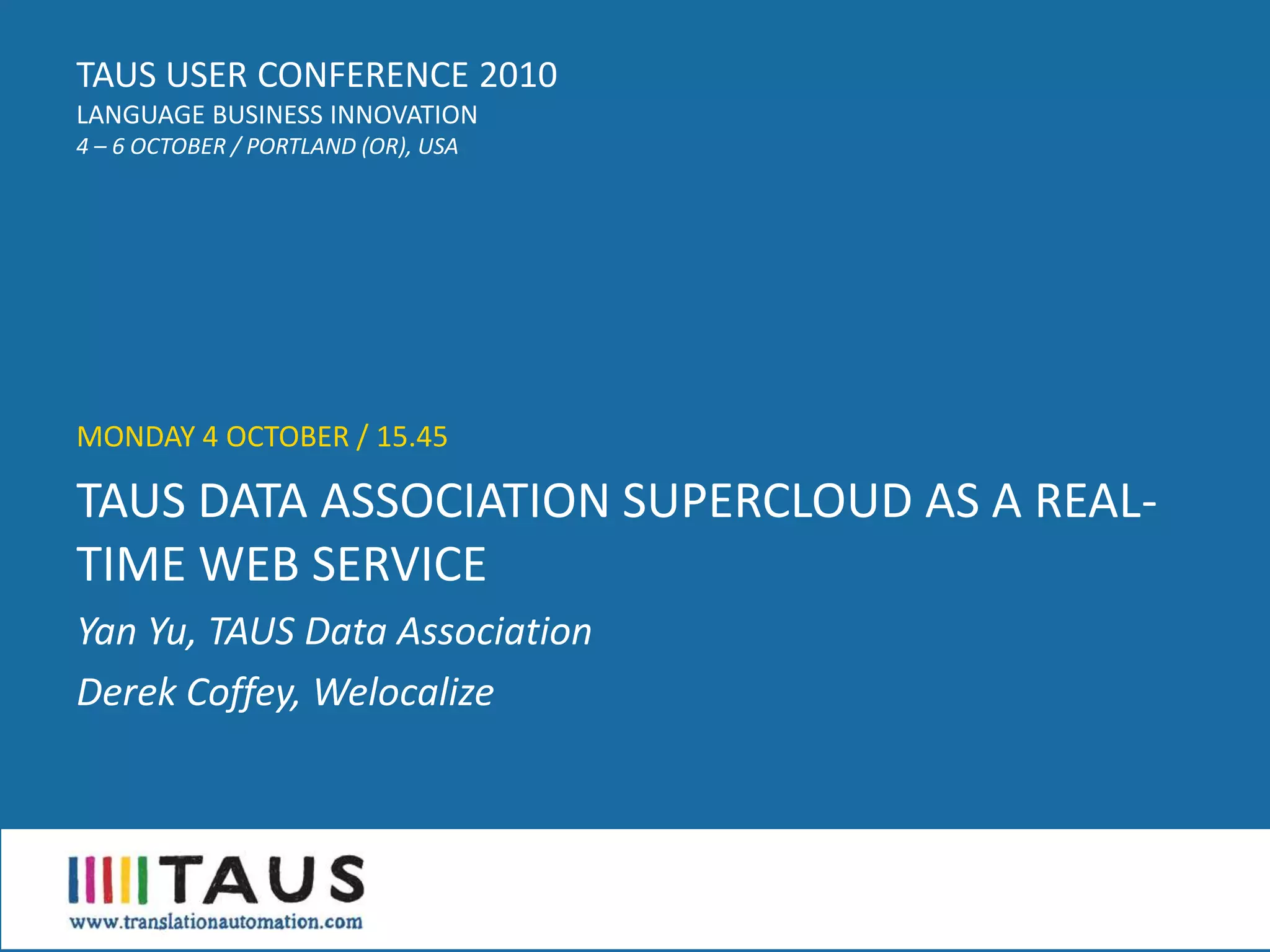 TAUS Data Association super cloud as a real time web service | PDF