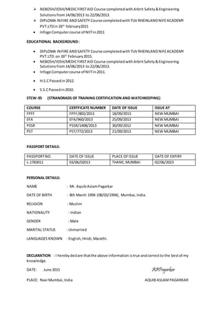 Updated CV - Aquib Pagarkar - June 2015 | DOCX