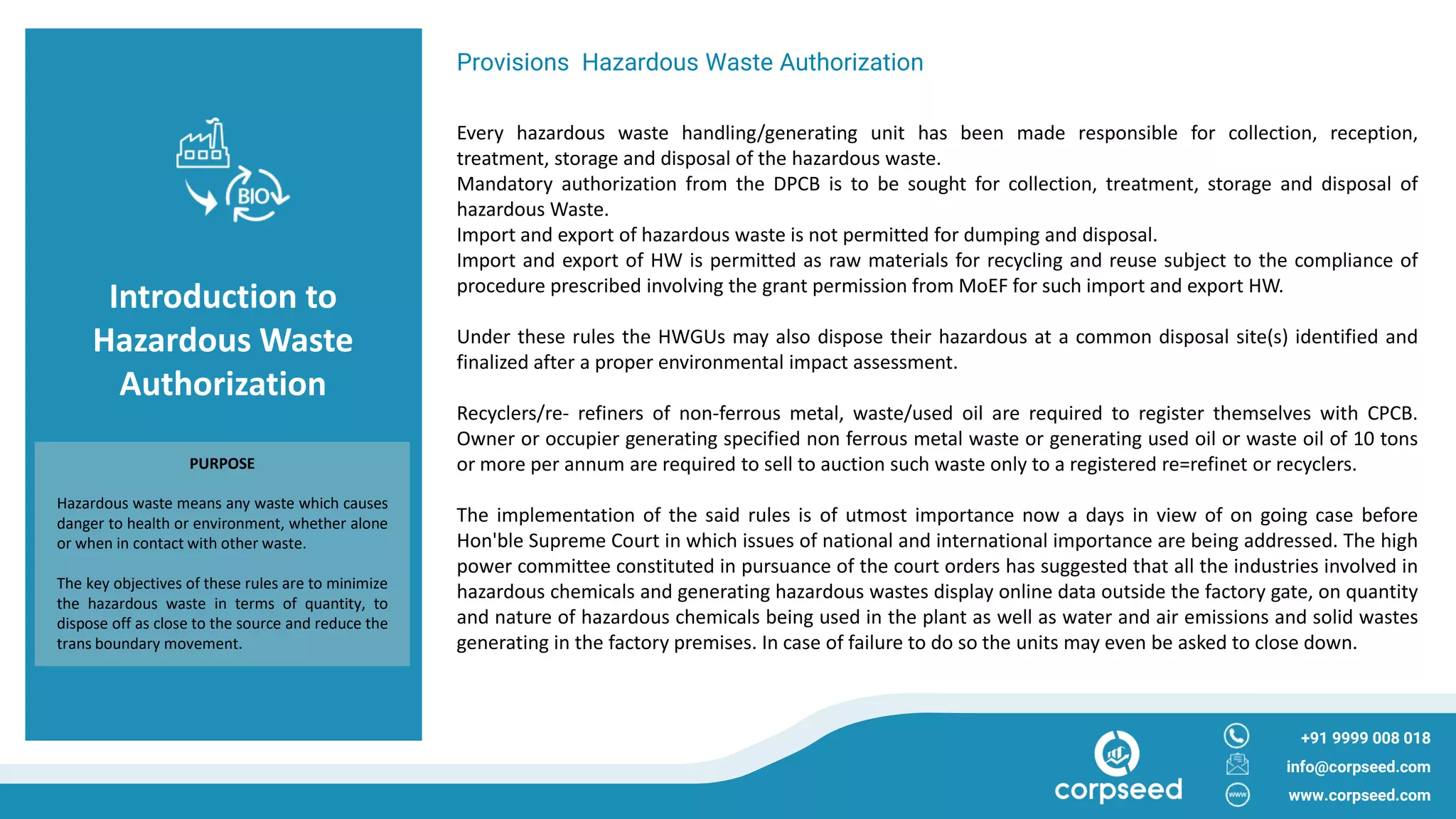Introduction to Hazardous Waste Authorization | PDF