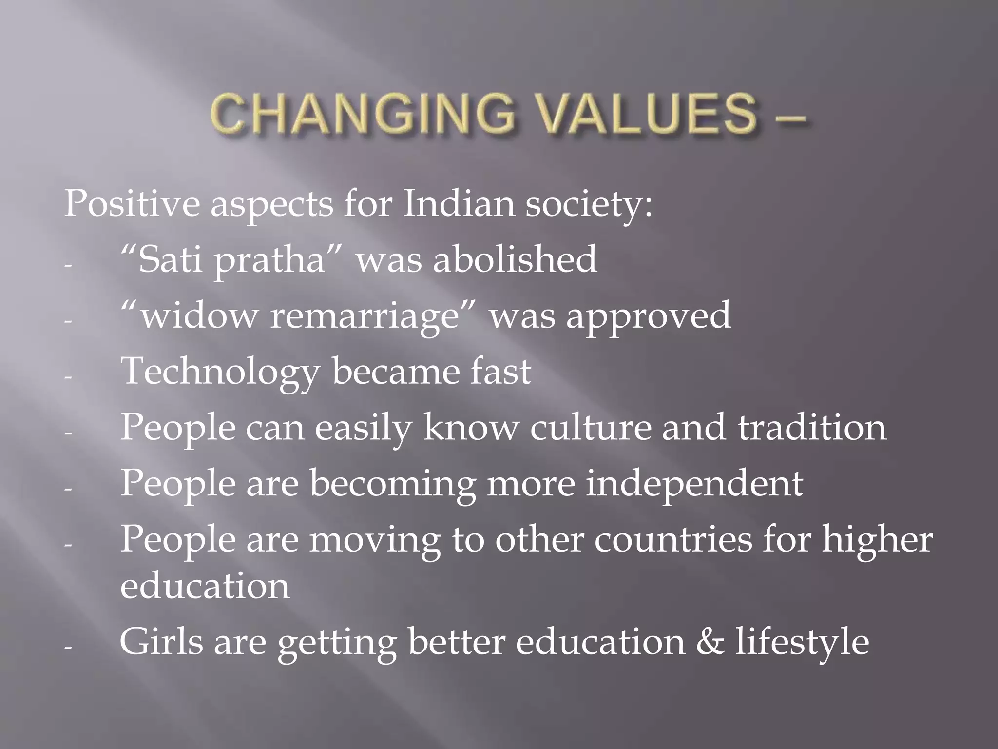 Changing Values And Lifestyle | PPTX