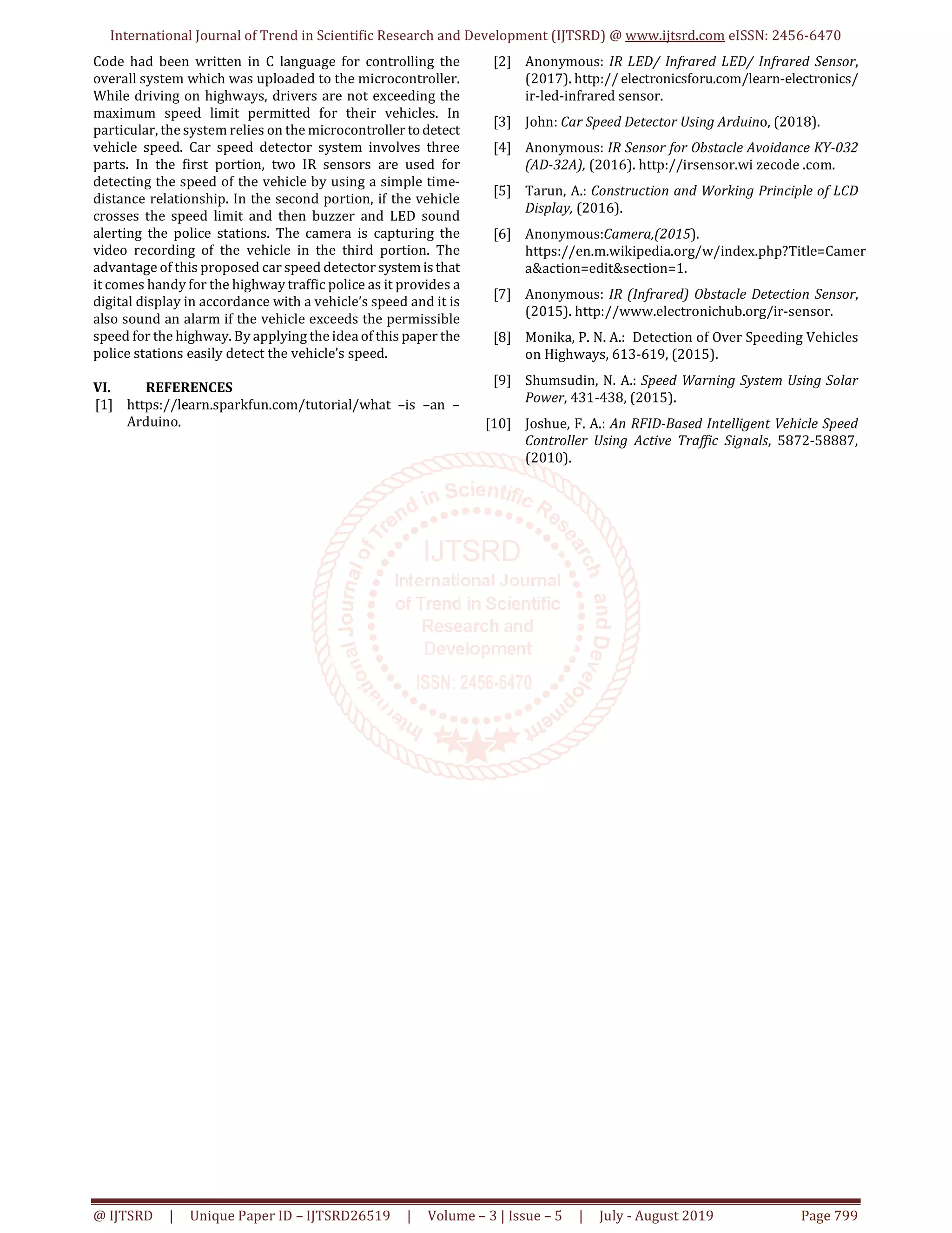 Arduino Based Vehicle Abnormal Behavior Detection System Using Camera