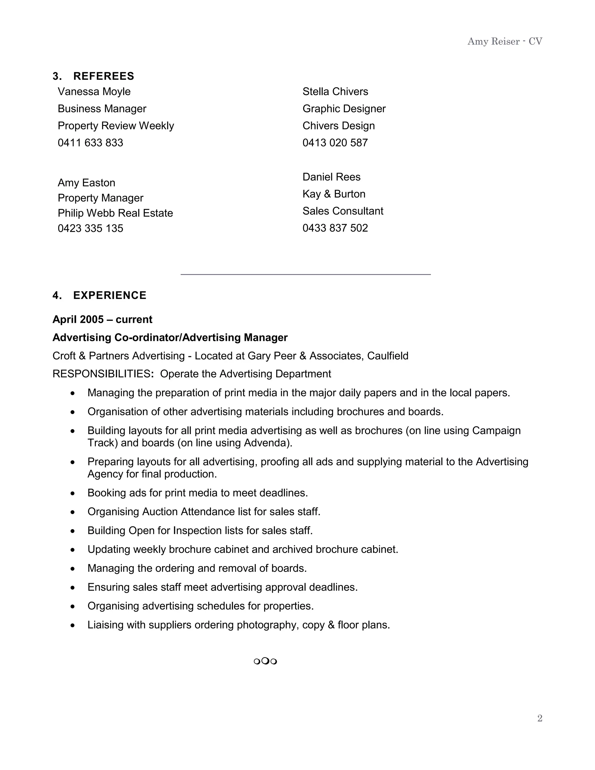 Amy Reiser CV | PDF