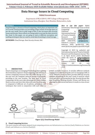 Data Storage Issues in Cloud Computing | PDF