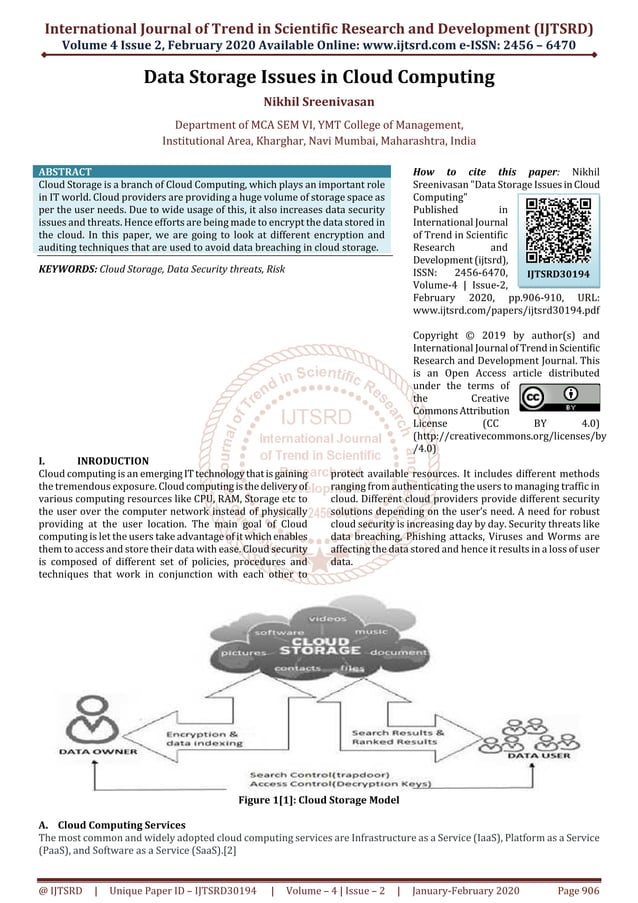 Data Storage Issues in Cloud Computing | PDF