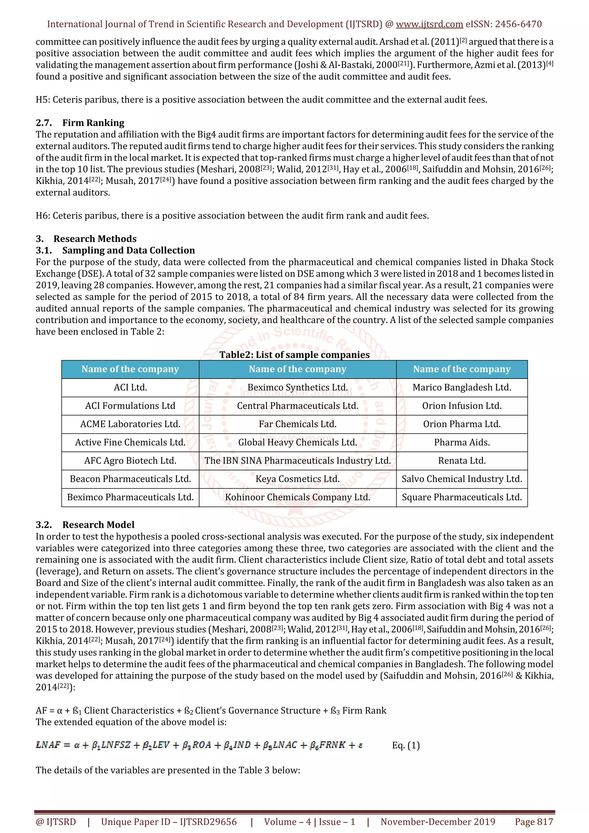 Determinants of Audit Fees: Evidence from Pharmaceutical and Chemical Industry of Bangladesh | PDF