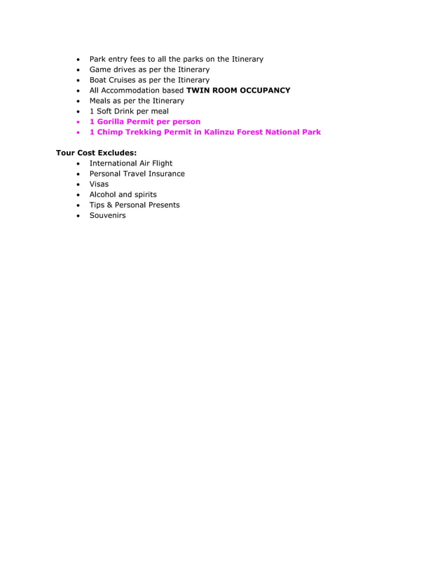 Itinerary Package 1 | PDF