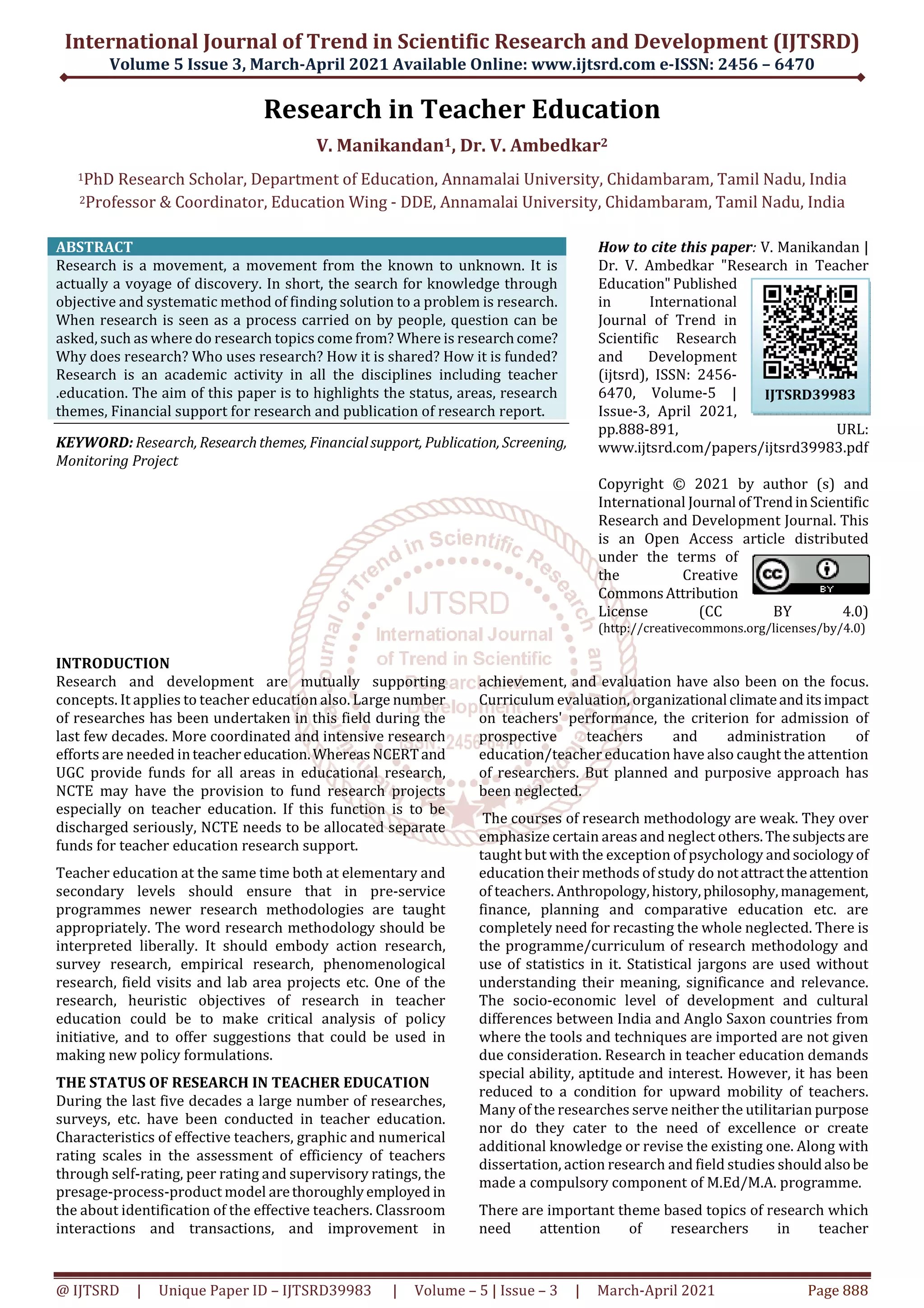 Research in Teacher Education | PDF