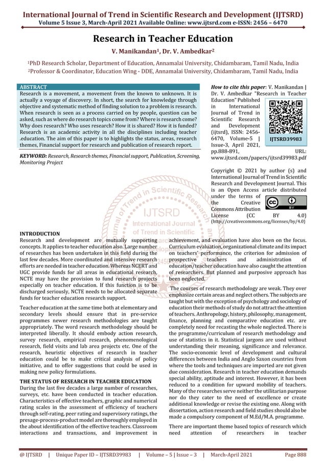 Research in Teacher Education | PDF | Education industry | Industries