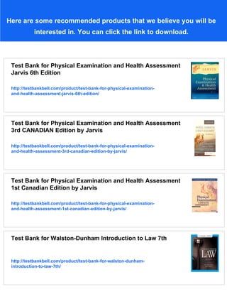 Test Bank for Physical Examination and Health Assessment 8th Edition by ...