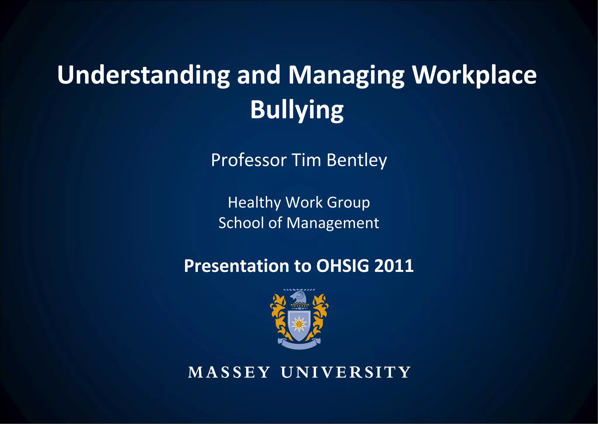 Understanding and Managing Workplace Bullying | PPT