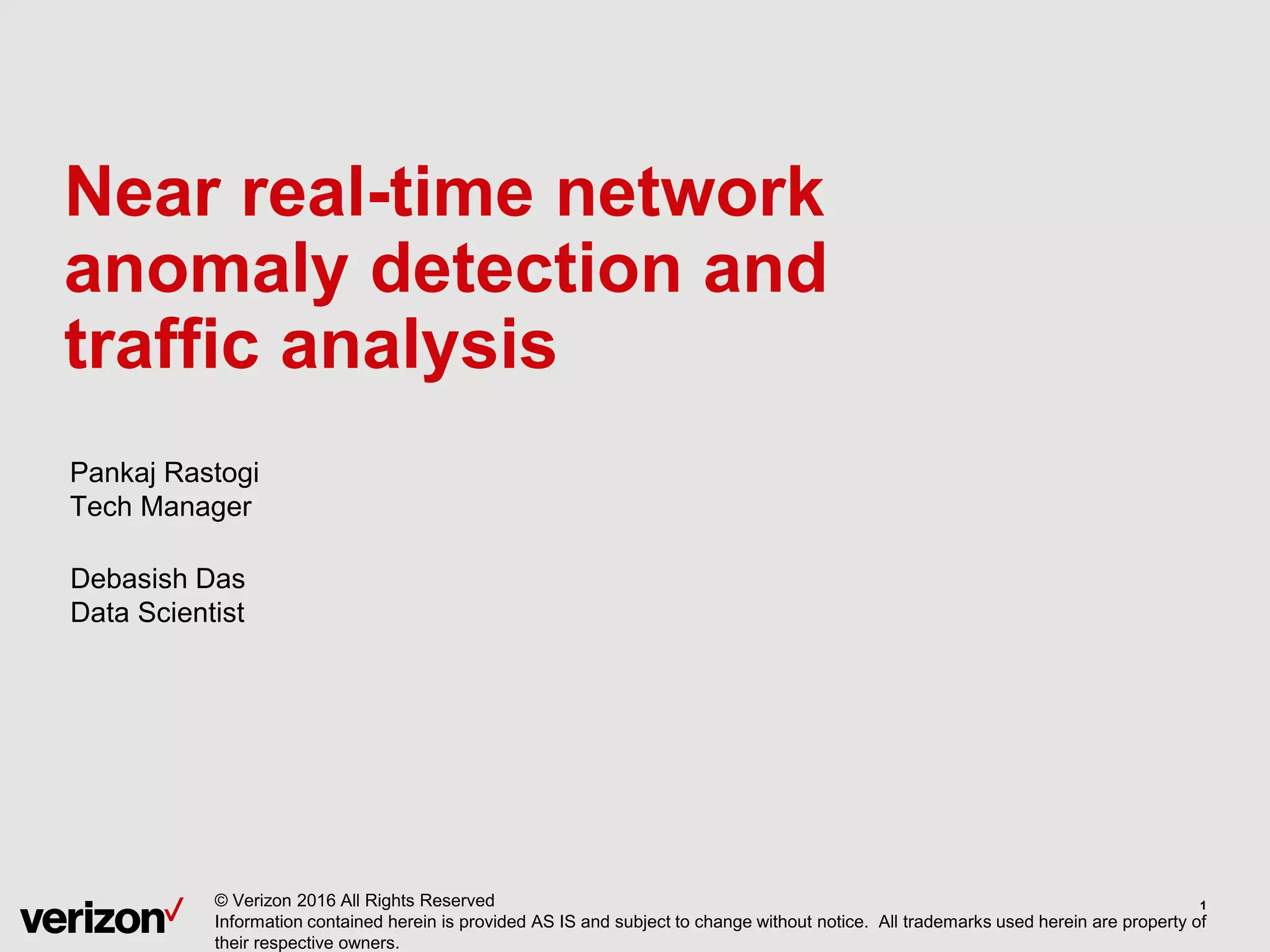 Near Real-Time Network Anomaly Detection and Traffic Analysis using ... Near Real-Time Network Anomaly Detection and Traffic Analysis using ...