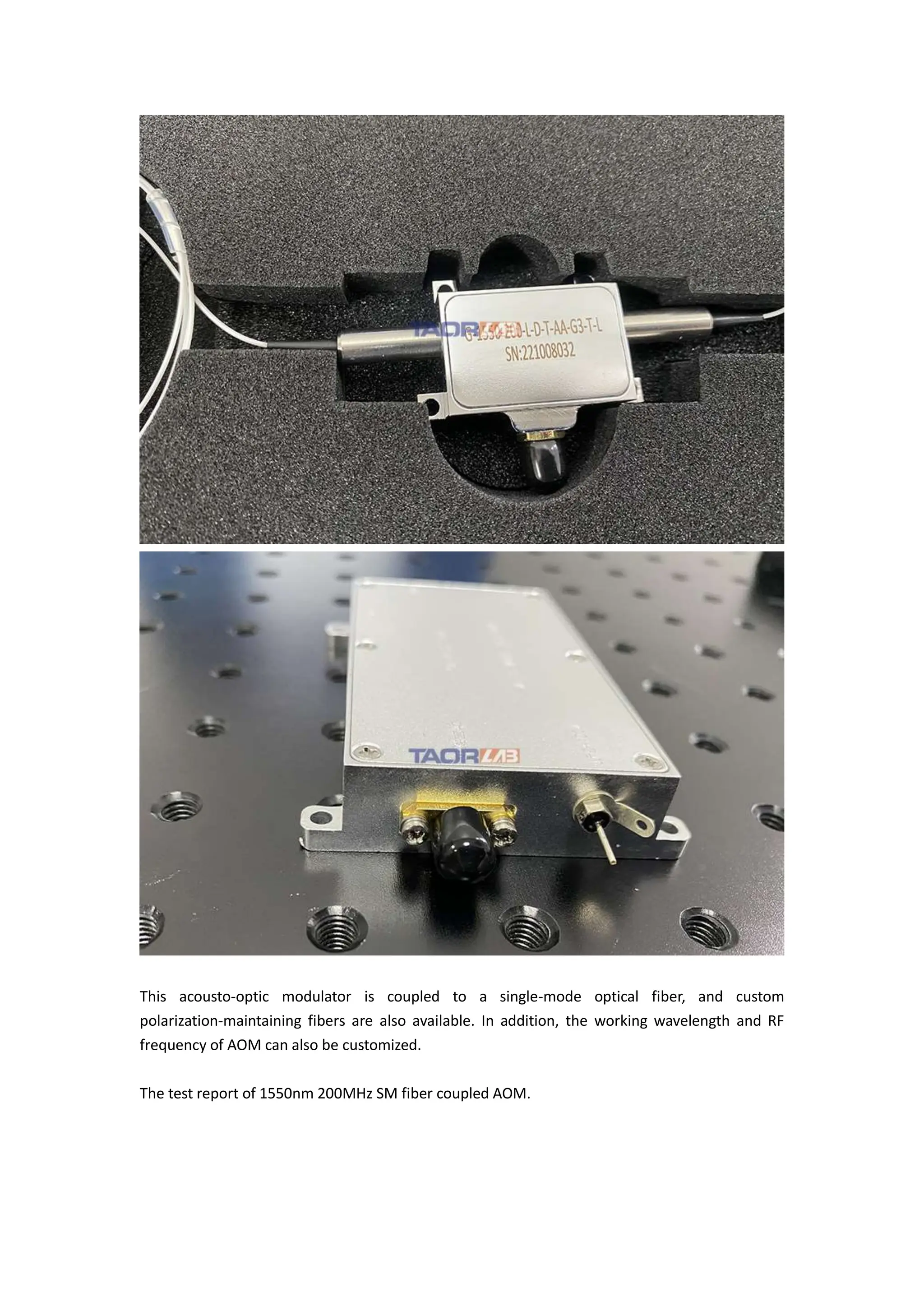 1550nm 200MHz Fiber Coupled Acousto-Optic Modulator | DOC | Technology & Computing
