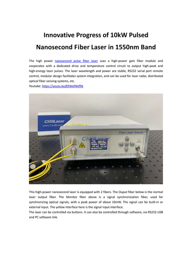 1550nm 3~200ns Pulse width Nanosecond Fiber Laser | PDF