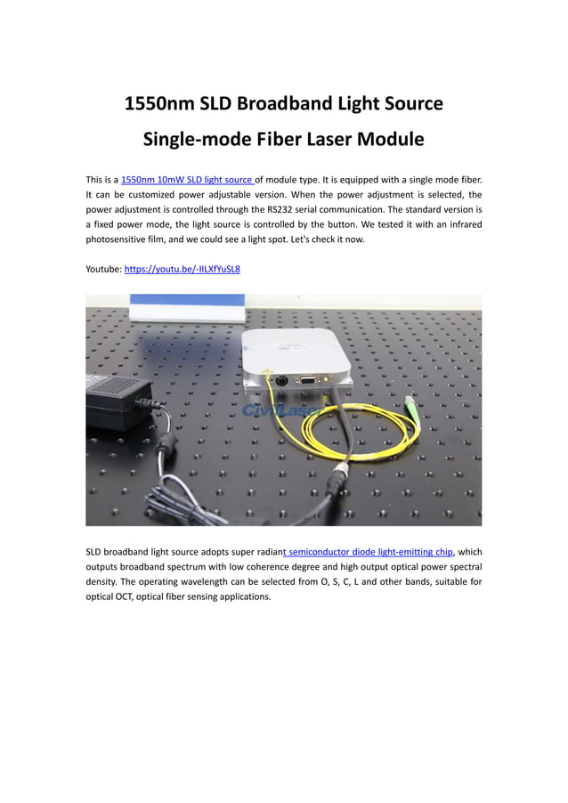 1550nm SLD Light Source Fiber Laser Module | DOC