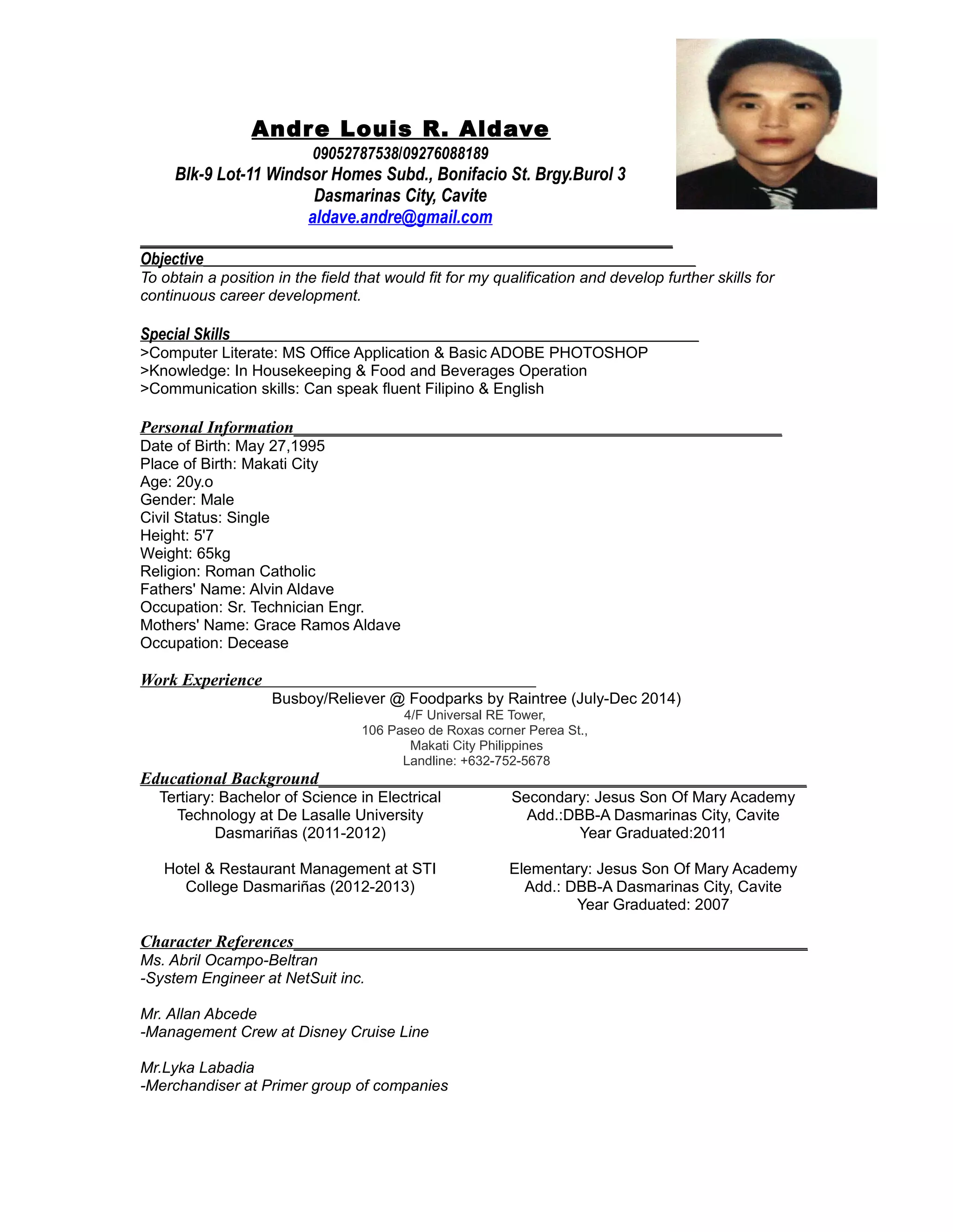 andre's resume | DOC | Careers
