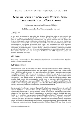 New Structure of Channel Coding: Serial Concatenation of Polar Codes | PDF