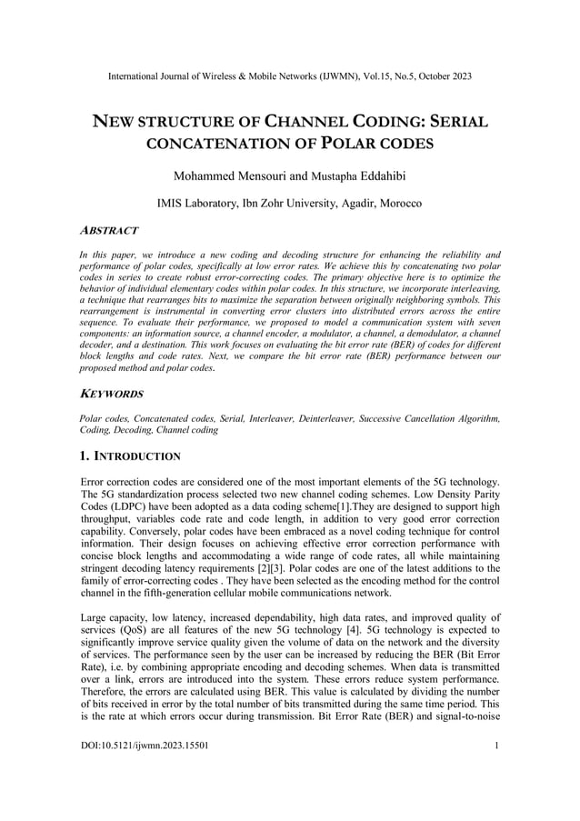 New Structure of Channel Coding: Serial Concatenation of Polar Codes | PDF