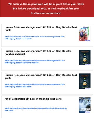 Human Resource Management 14th Edition Gary Dessler Solutions Manual | PDF