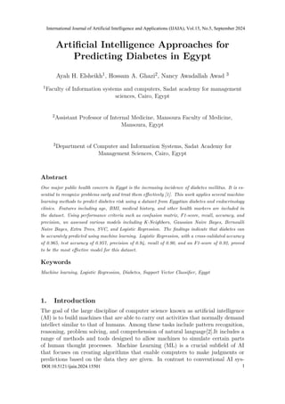 Artificial Intelligence Approaches for Predicting Diabetes in Egypt | PDF